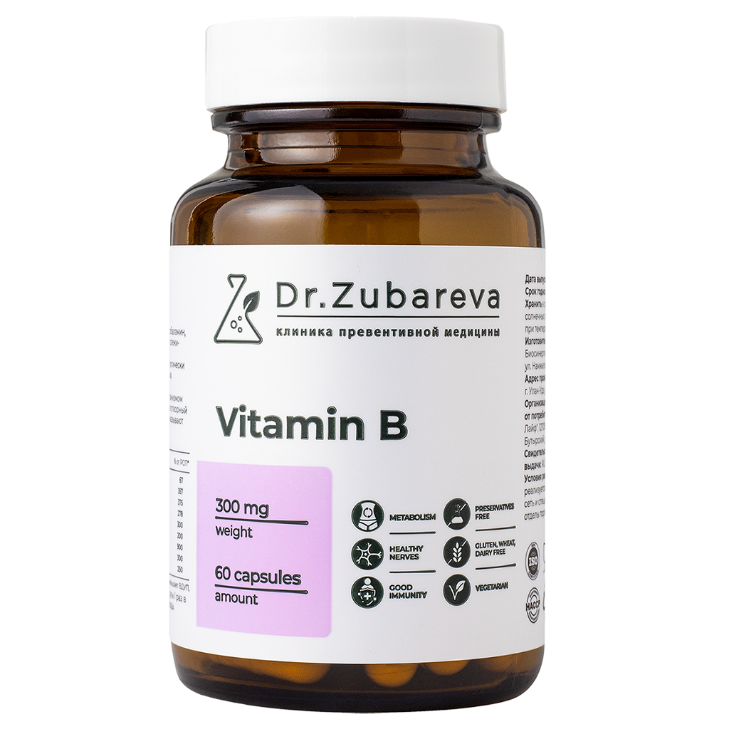 Витамины группы B/Vitamin B Dr.Zubareva капсулы массой 0,3 г 60 шт ...